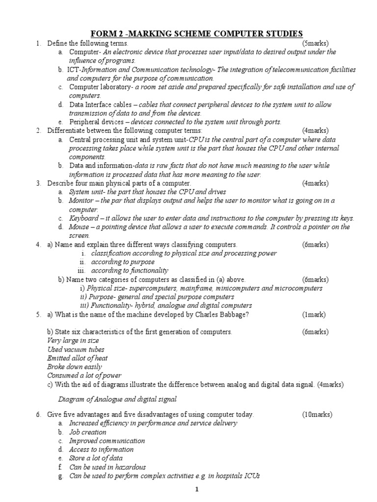 Computer Studies F2 MS | Download Free PDF | Computer Data Storage | Input/Output