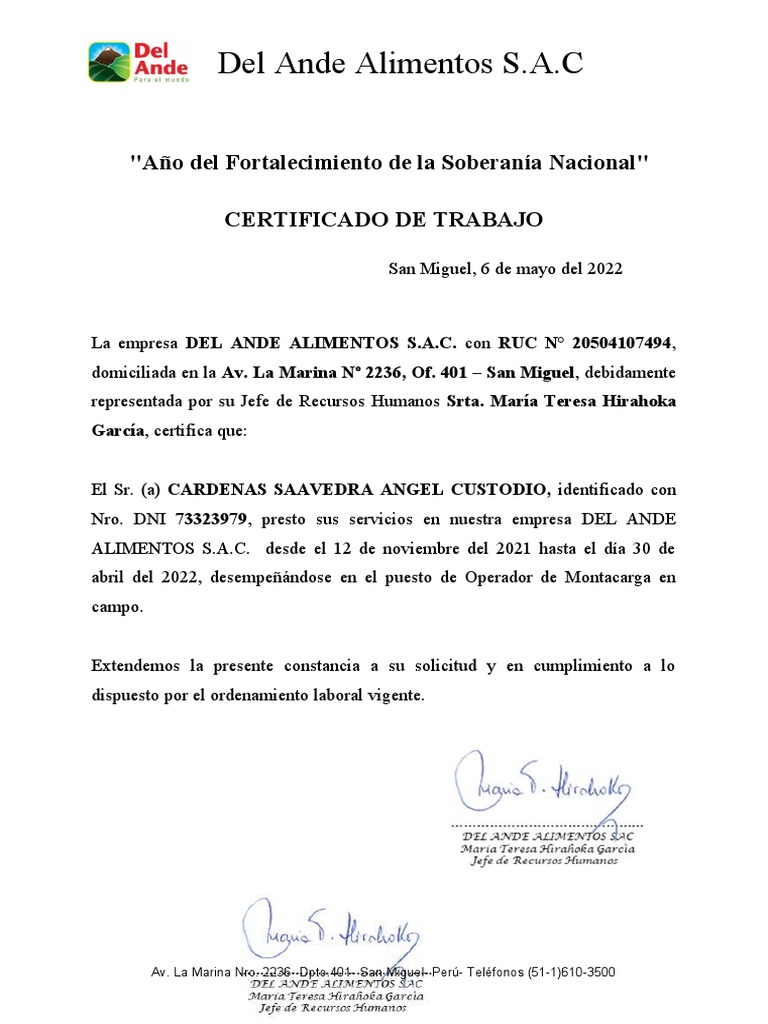 Certificado Laboral | PDF