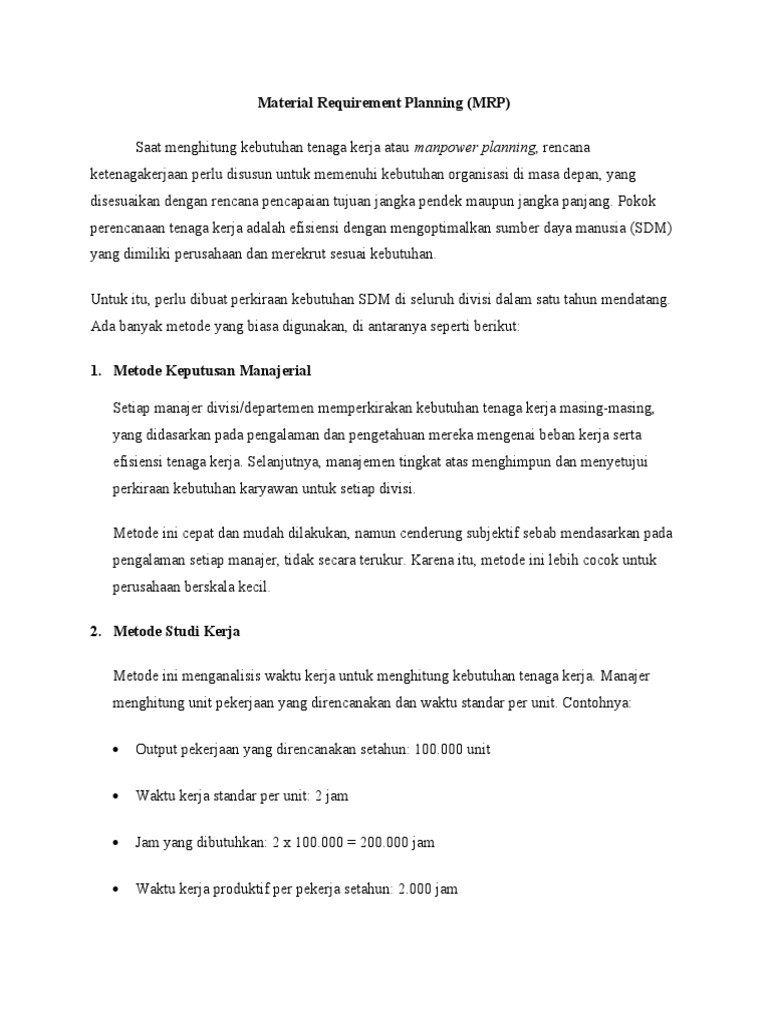 Rumus Dalam Material Requirement Planning (MRP) | PDF