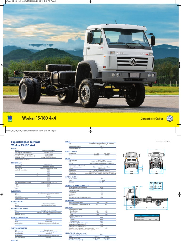 Ficha Técnica - VW 15.180 | PDF | Freio | Tração nas quatro rodas