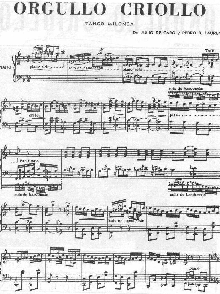 Orgullo Criollo - Tango de Julio de Caro y Pedro Laurenz | PDF