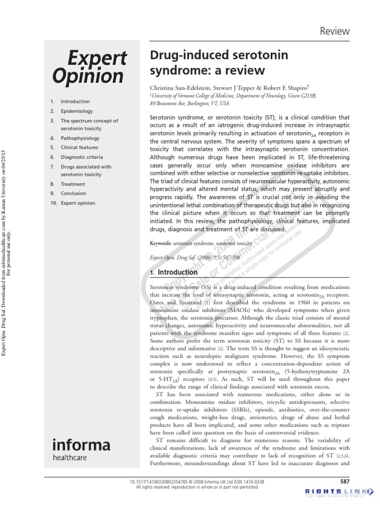 Drug-Induced Serotonin Syndrome - A Review | PDF | Selective Serotonin ...