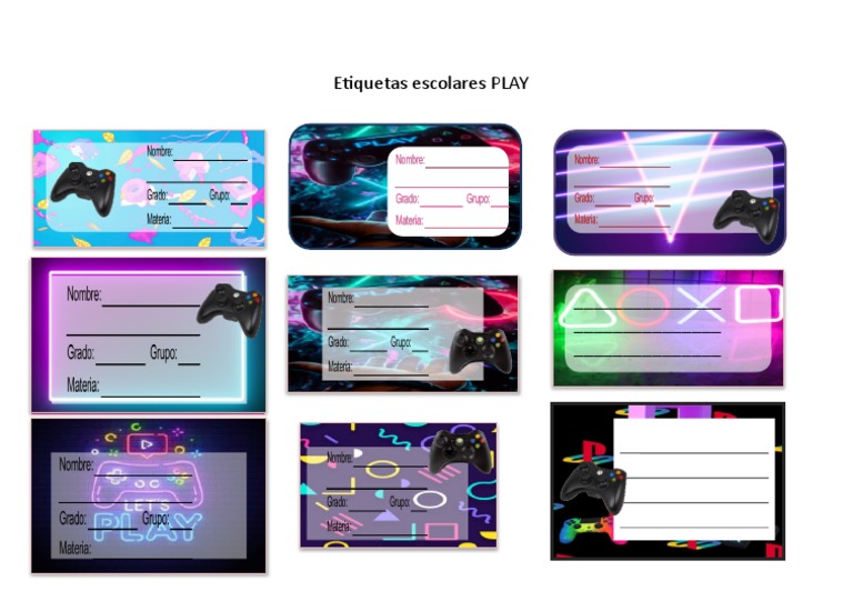 Etiquetas escolares personalizadas PLAY | PDF