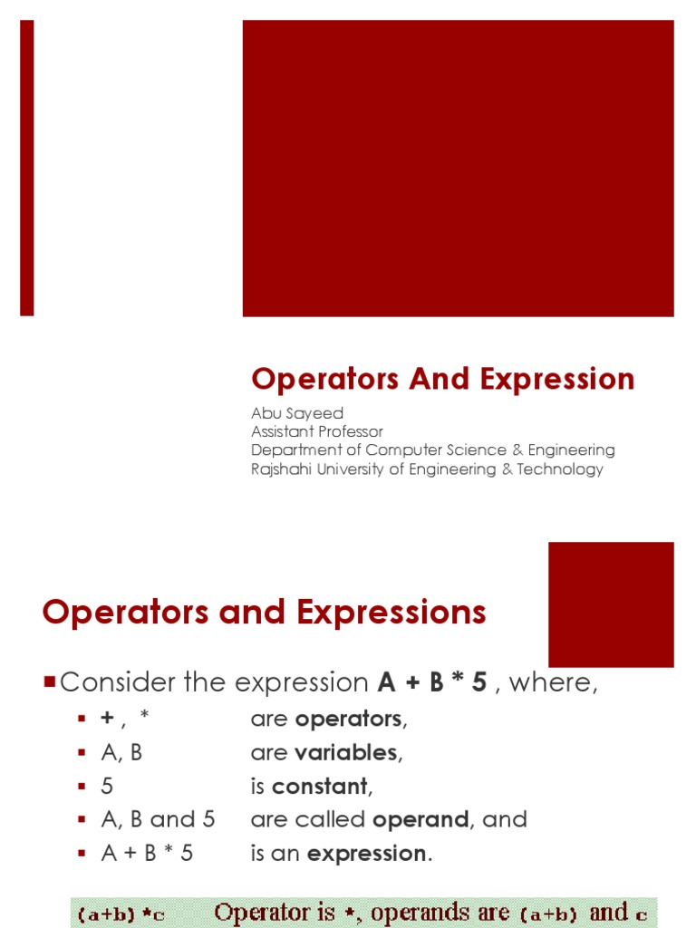 Lecture 41 C Operators And Expression Pdf Theory Of Computation Computer Engineering