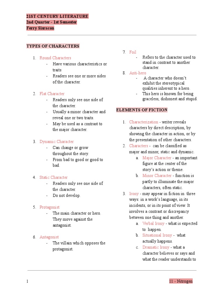 21st - 2nd Quarter Reviewer | PDF | Narration | Plot (Narrative)