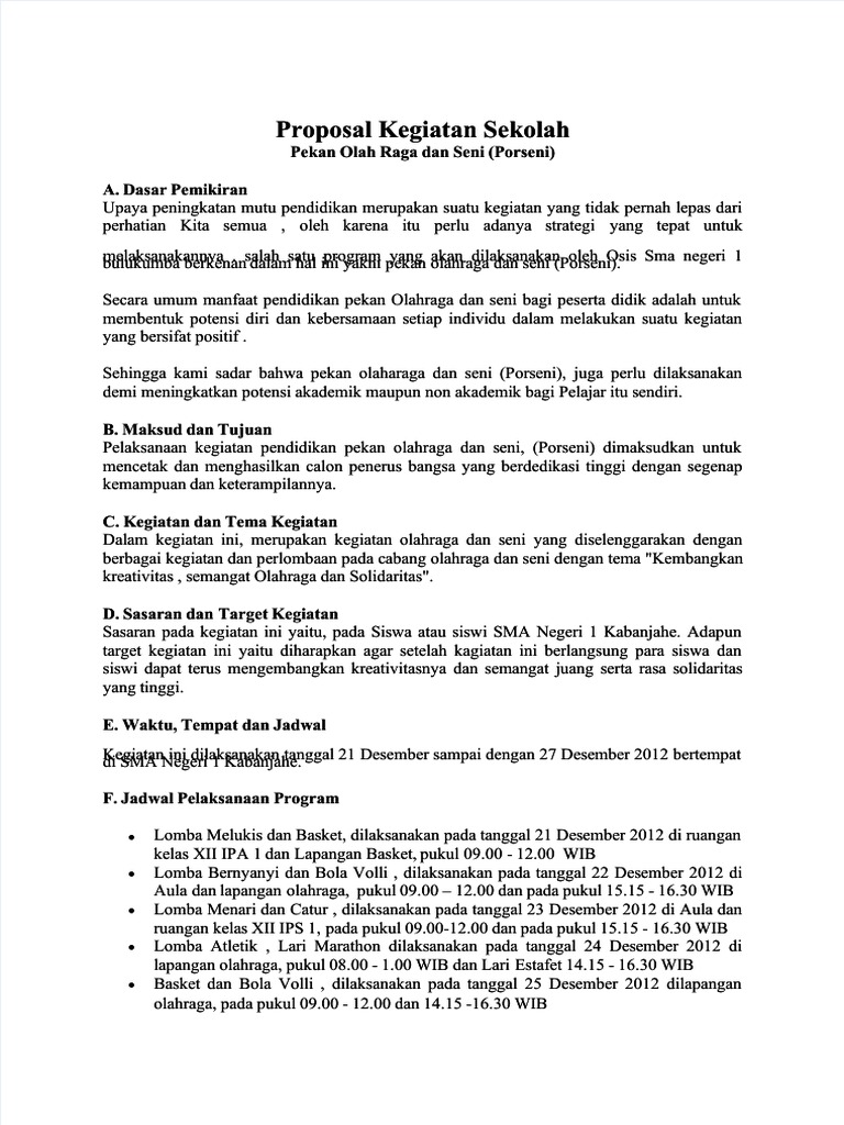 PDF Contoh Proposal Kegiatan Sekolah - Compress | PDF