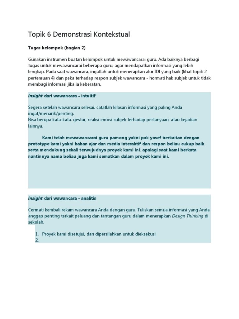Topik 6 Demonstrasi Kontekstual Design Thinking | PDF