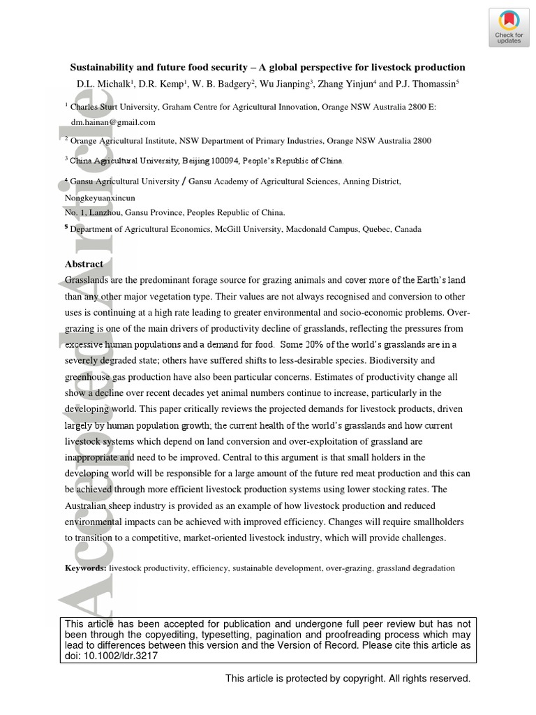 Sustainability and Future Food Security-A Global Perspective For ...