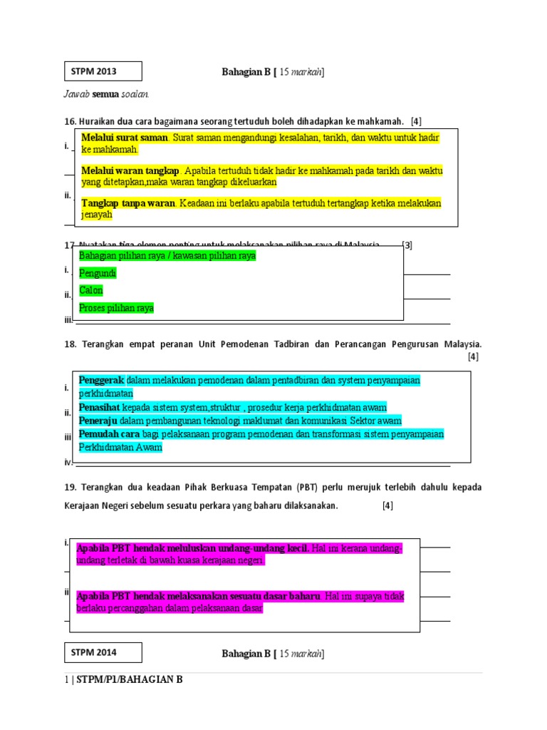PA SEM 1 (2013-2020) Soalan@jawapan | PDF