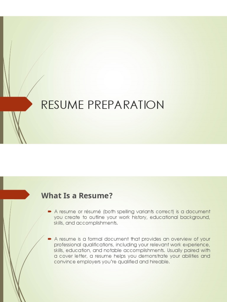 2 Resume Preparation | PDF | Résumé