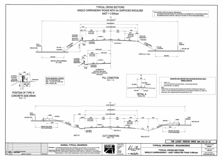 TD R XS 1201 V2 Typical Cross Sections Single Carriageway AADT Greater ...