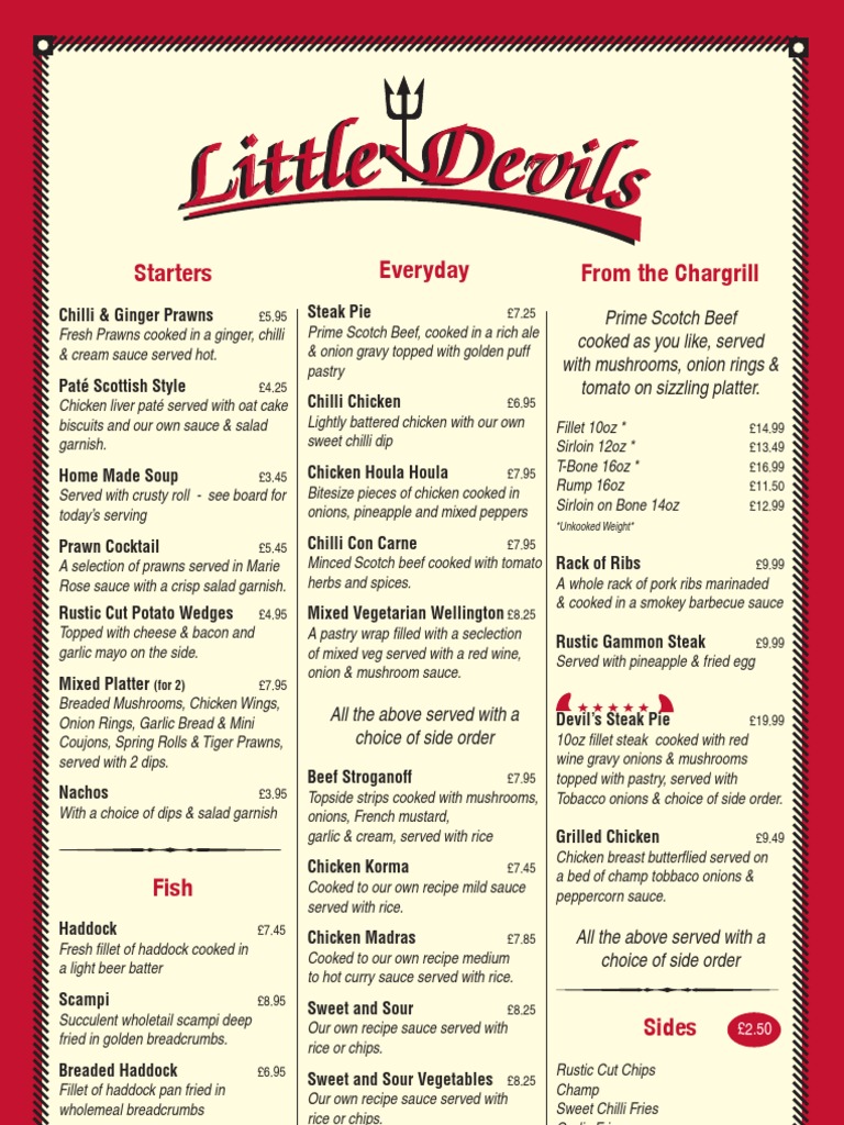 Little Devils Menu | PDF | French Fries | Salad