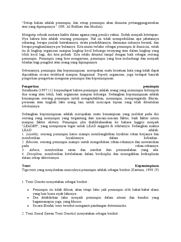Setiap Kalian Adalah Pemimpin | PDF | Karier & Perkembangan | Sains ...