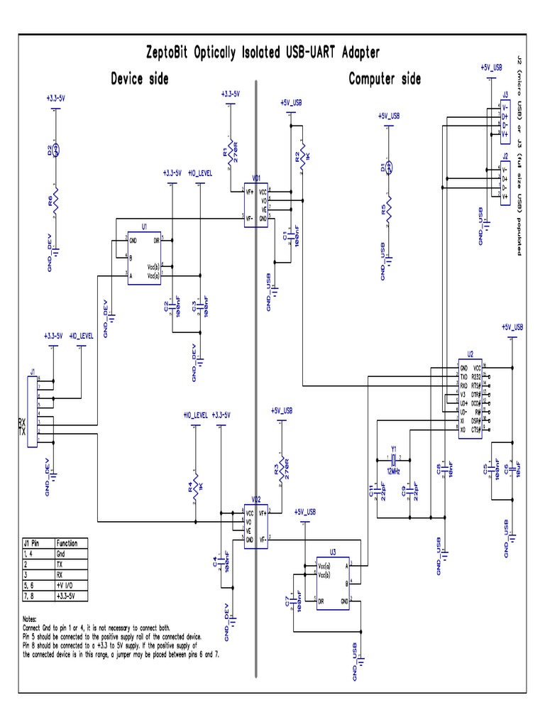 Zeptobit Isolated Usb Uart Adapter Schematic Pdf