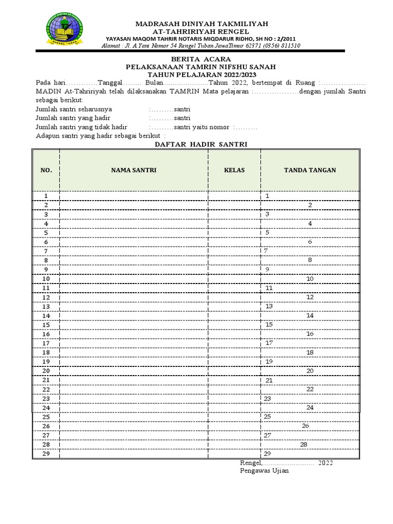Berita Acara Tamrin | PDF