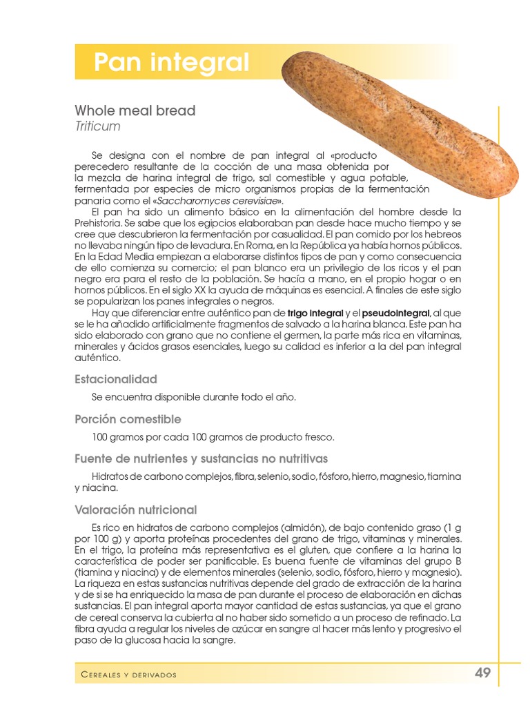 El valor nutricional del pan integral y su importancia en la dieta ...