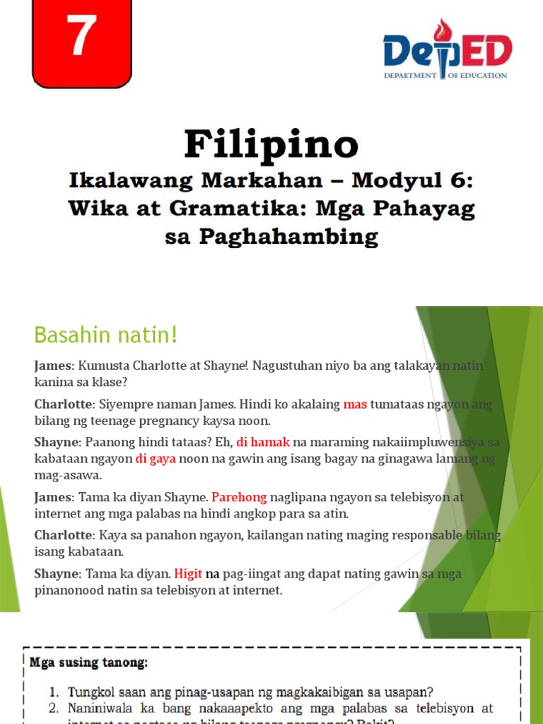 Pahayag NG Paghahambing | PDF