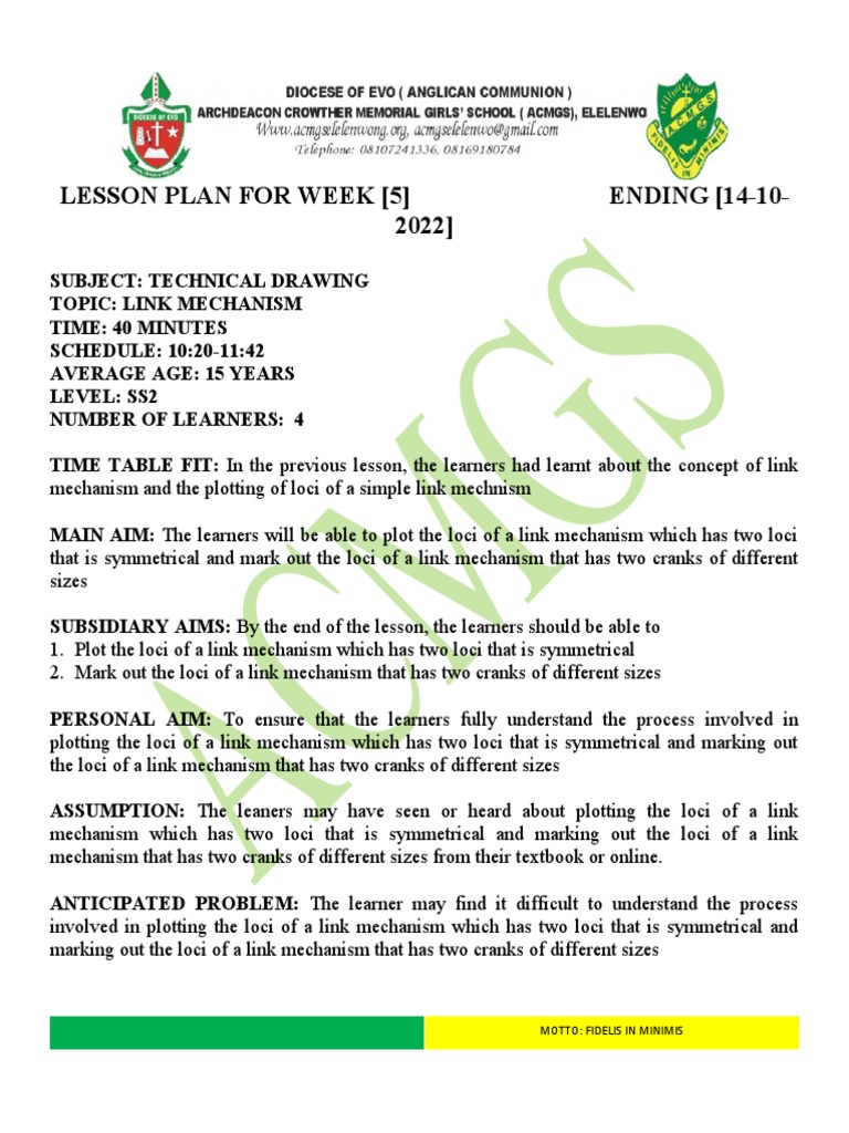 Ss2 Technical Drawing Lesson Plan Week 5 | PDF | Cognition