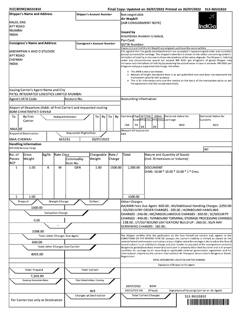 Awb 312-36531810 Maa | PDF