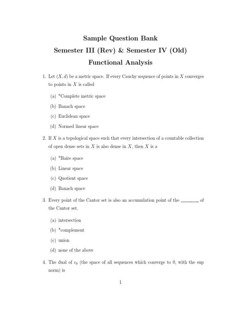 Sample QB Functional Analysis | PDF | Banach Space | Space (Mathematics)