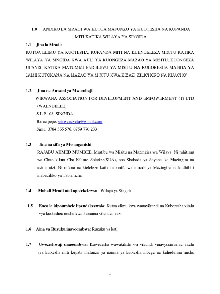 Andiko La Mradi TFF Finaldocx PDF Free | PDF