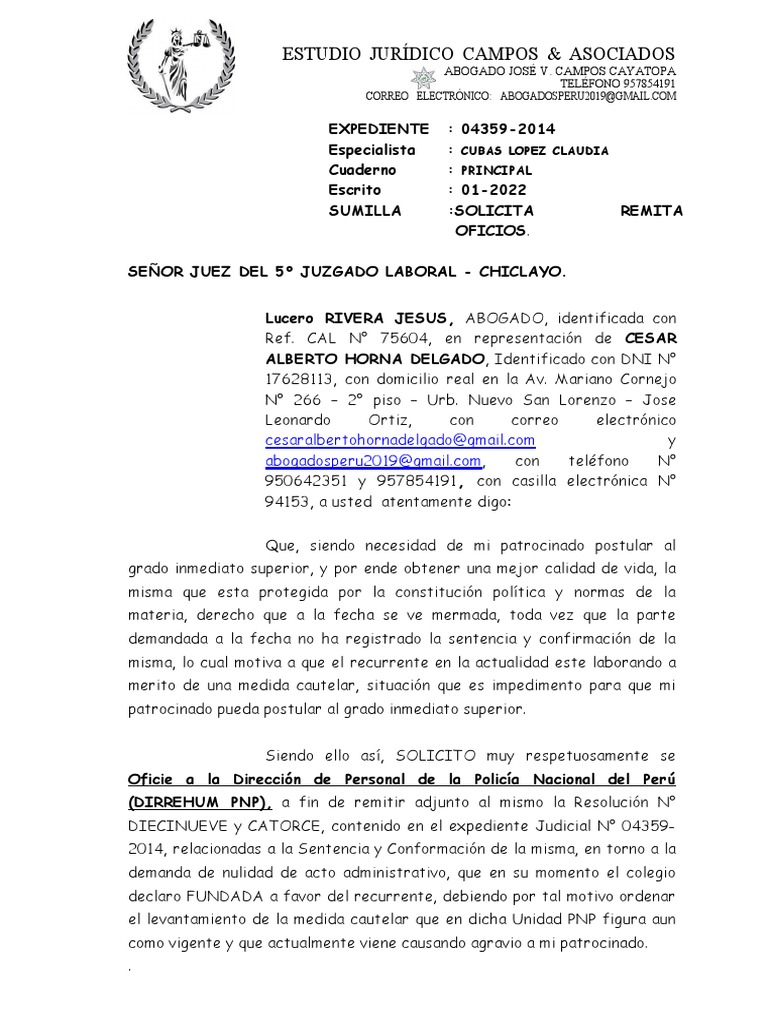 Solicita Remita Oficio | PDF | Mandato | Justicia