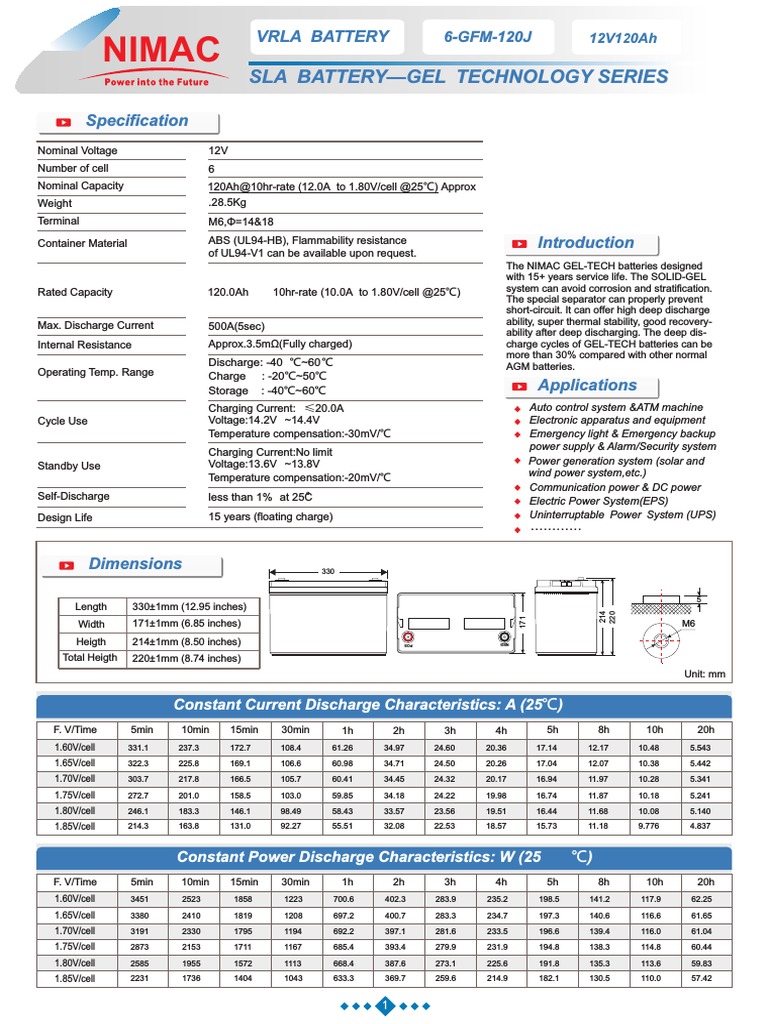 Ficha Tecnica Baterias | PDF | Electrical Engineering | Quantity