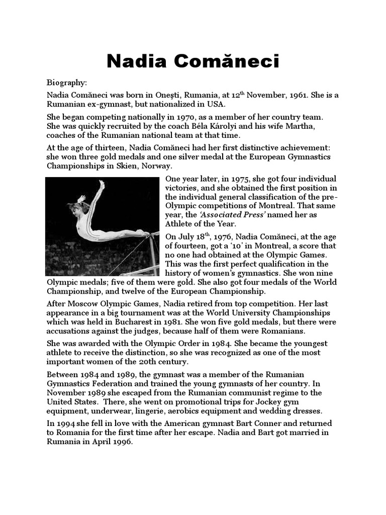 Nadia Comaneci (Word) | PDF | Sports | Olympic Games