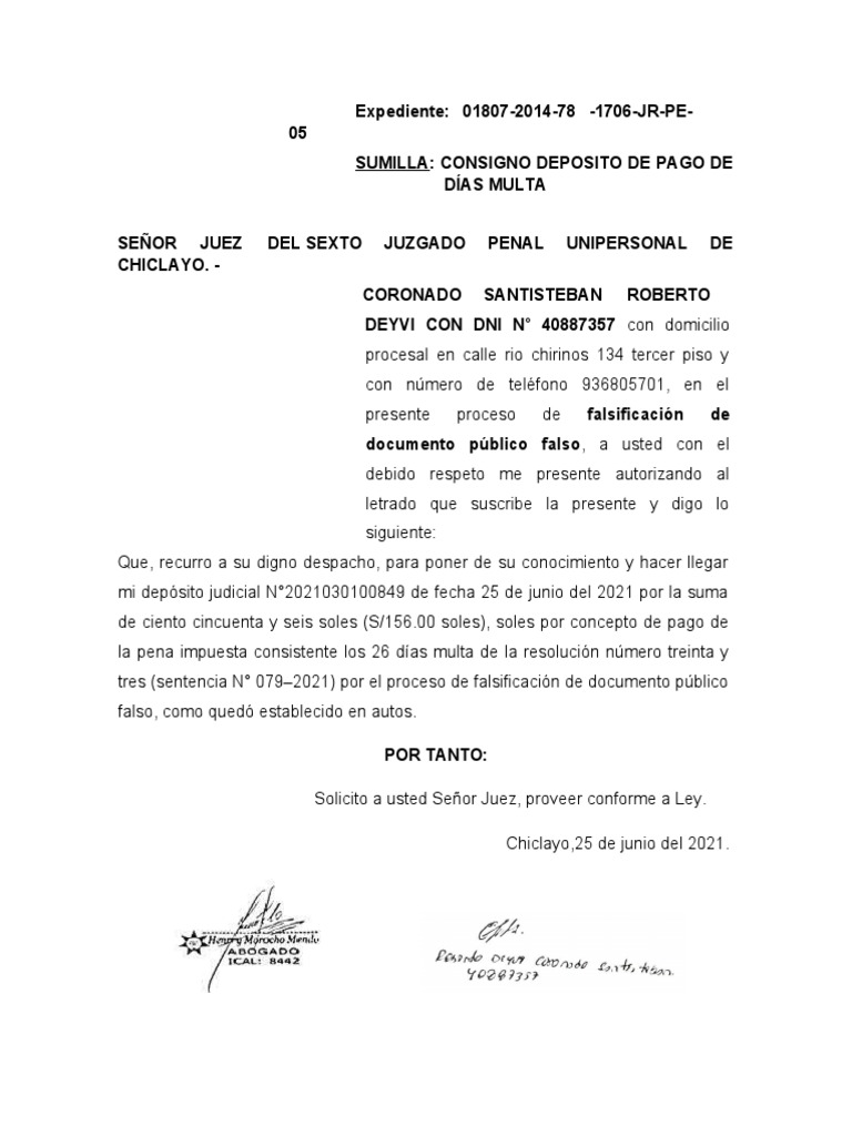 Pago de Dias Multa | PDF