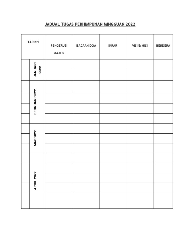 Weekly Assembly Duty Roster 2022 | PDF