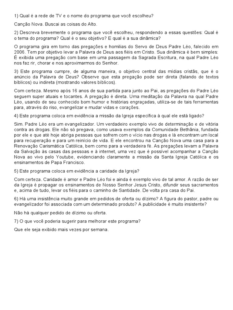 AP2 - Atividade Prática de Aprendizagem 01 RETCOM | PDF | Pastor | Igreja católica