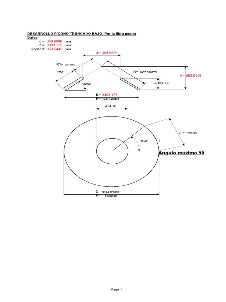 Calculo de Cono Truncado | PDF