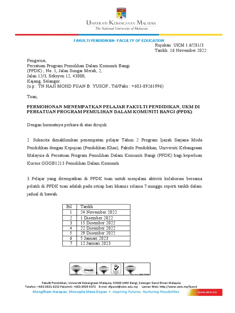 Surat PDK PLPP | PDF