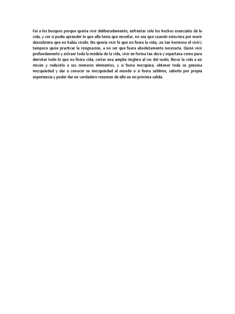 Fui A Los Bosques Porque Quería Vivir Deliberadamente | PDF