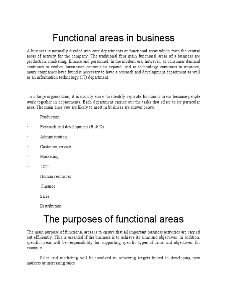 Functional Areas in Business | PDF | Sales | Marketing