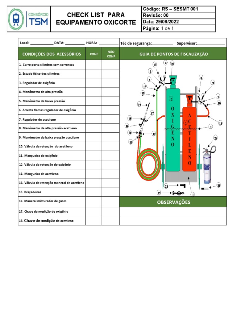 Check-List Equipamento de Oxicorte | PDF