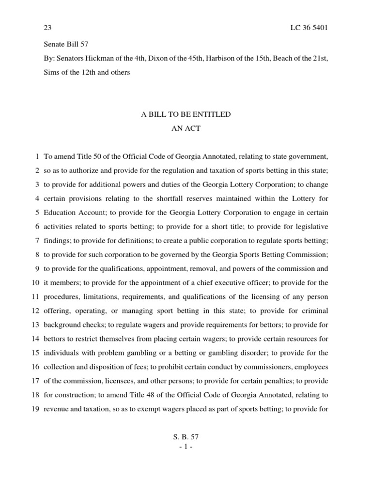 Read Senate Bill 57 | Download Free PDF | Gambling | Sports Betting