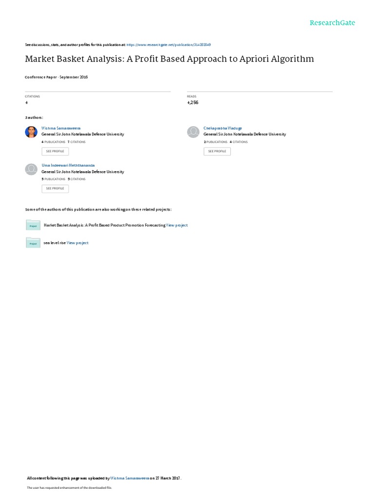 Market Basket Analysis AProfit Based Approachto Apriori Algorithm | PDF | Business | Computing