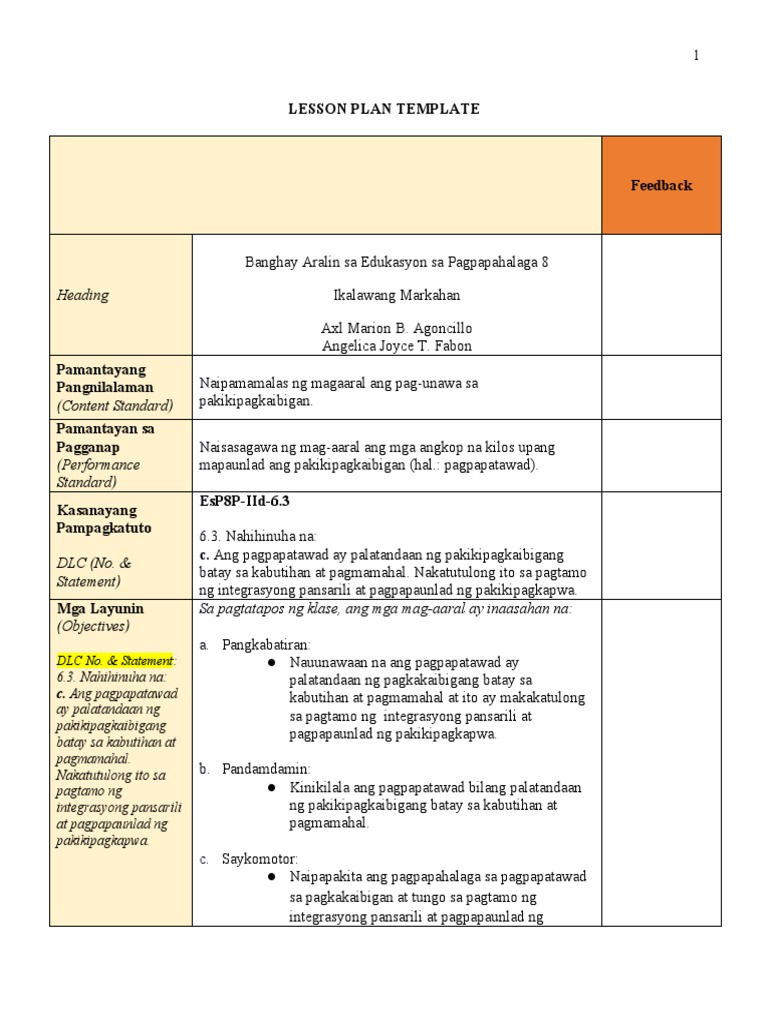 1st Draft Agoncillo-Fabon Lesson-Plan-2 | PDF