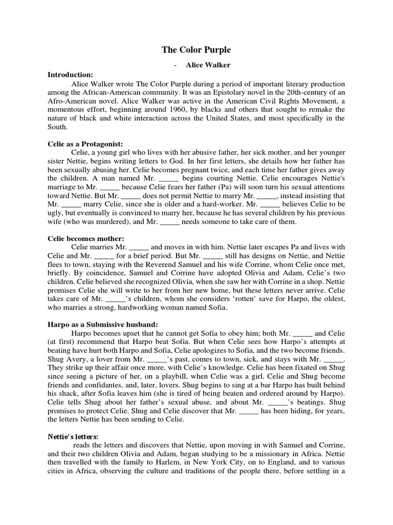 The Color Purple Essay | PDF