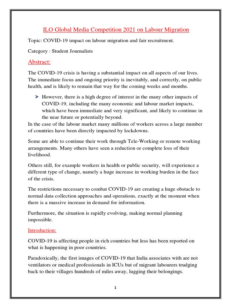 COVID-19 Impact On Labour Migration and Fair Recruitment by Laxmi ...