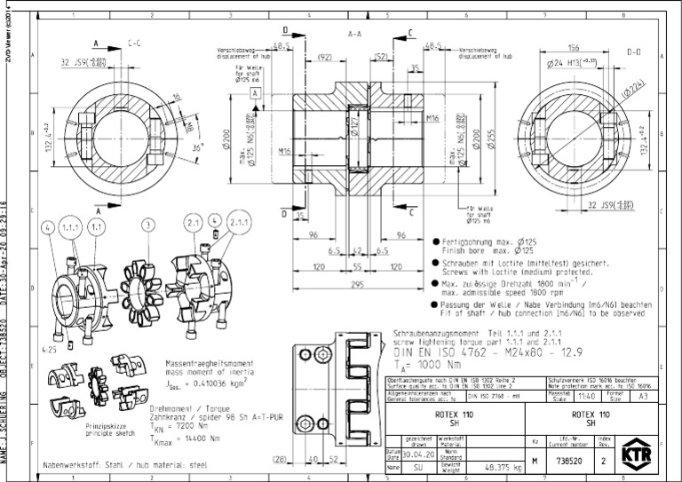 Coupling Rotex 110 S-H (1-1) - ST - 98 Sha - KTR | PDF