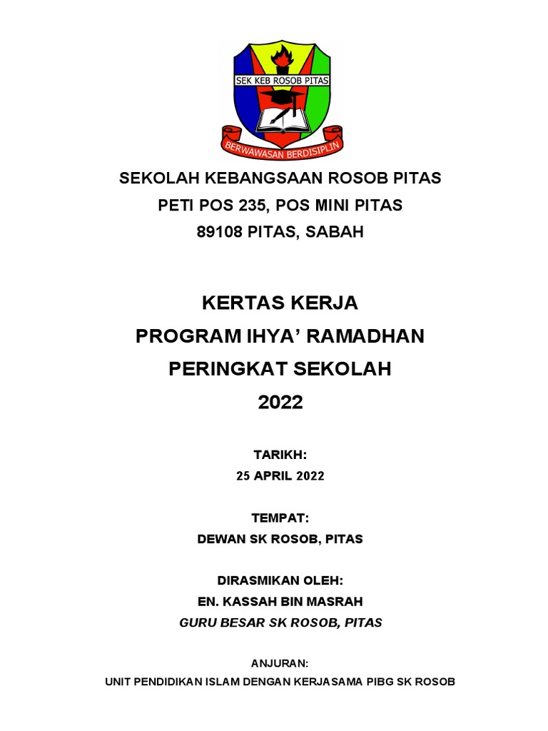 Kertas Kerja Program Ihya' Ramadhan 2022 | PDF