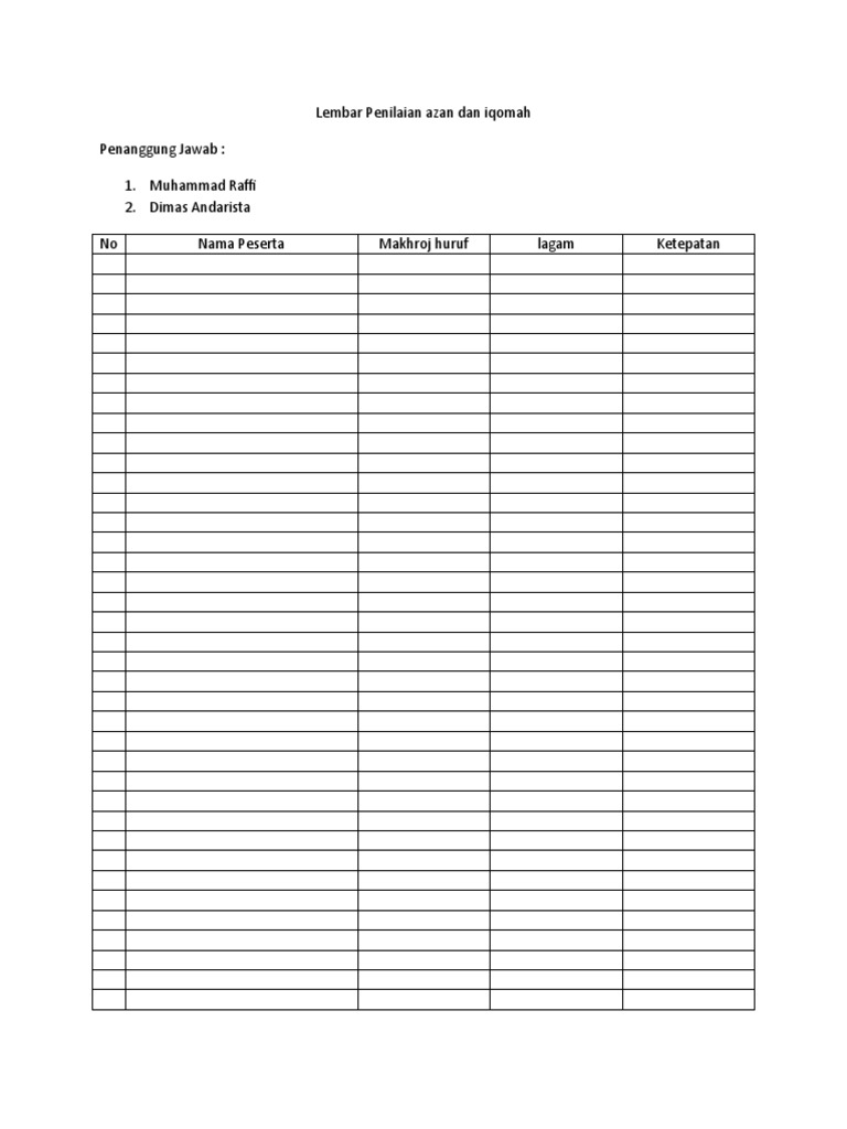 Penilaian Azan Dan Komat | PDF