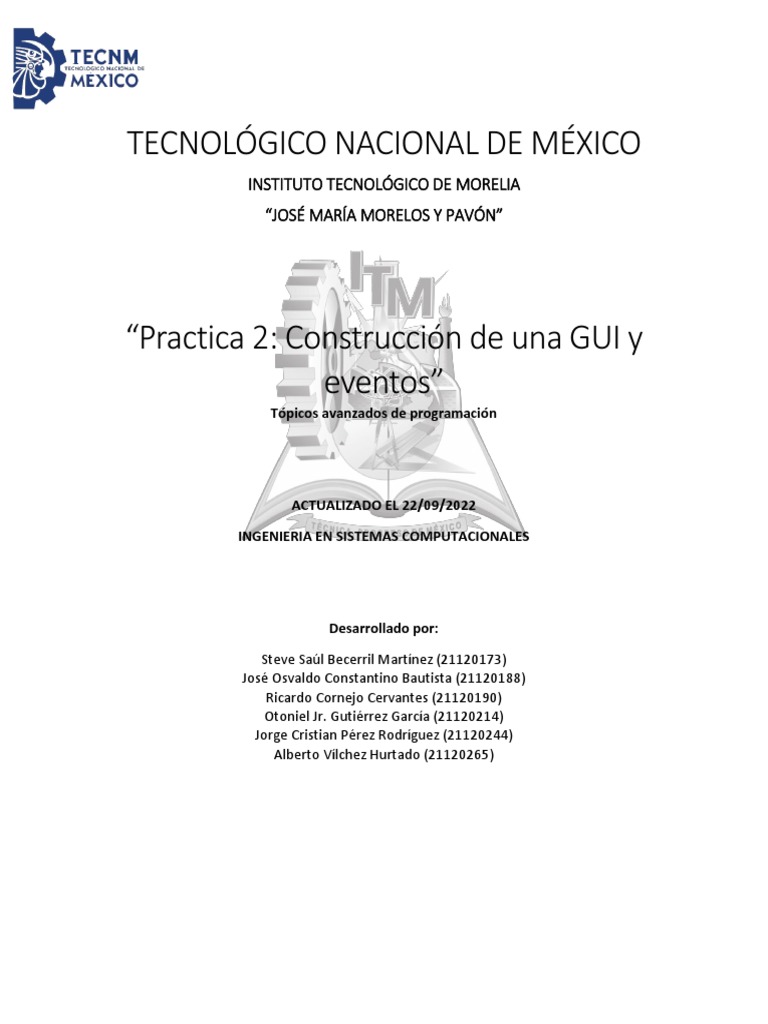 Practica 2 - Construccion de Una GUI | PDF | Programación | Programa de computadora