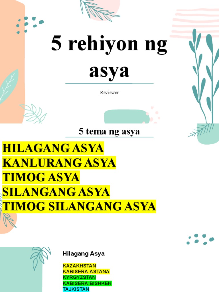 5 Rehiyon NG Asya | PDF