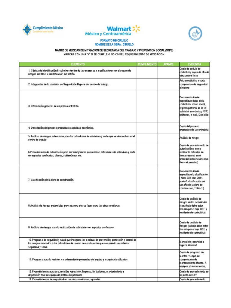 Matriz de Cumplimiento Carpeta STPS | PDF