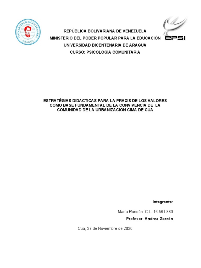 Proyecto Valores | PDF | Teoría | Aprendizaje