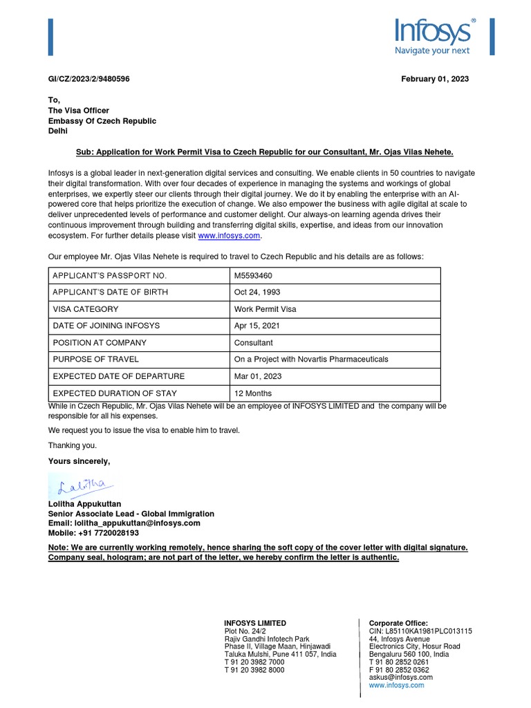 Visa Application for Czech Republic | PDF | Travel Visa | Business