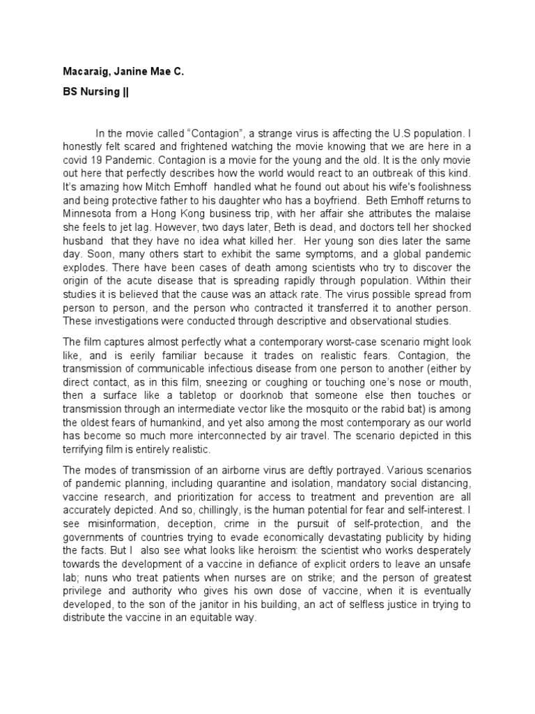 Movie Reflection | PDF | Infection | Pandemic